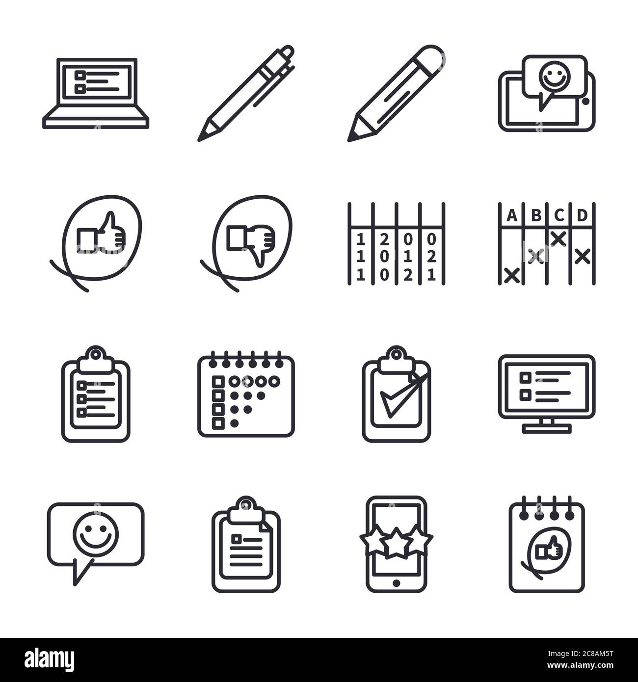 Questionary line style icon set design, Survey and exam theme Vector ...