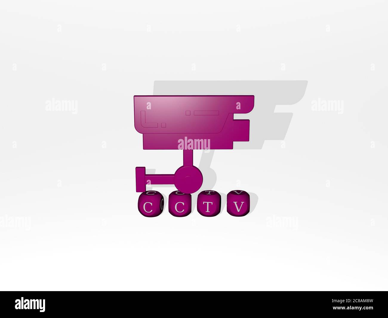 3D illustration of cctv graphics and text made by metallic dice letters ...