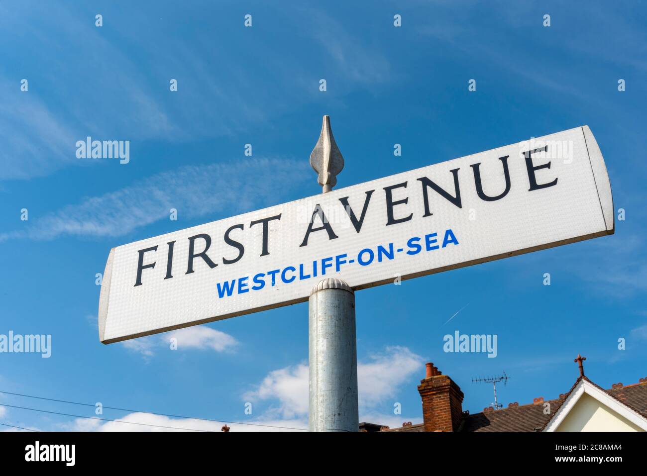 First Avenue signpost, in Westcliff on Sea, Southend, Essex, UK. Road ...