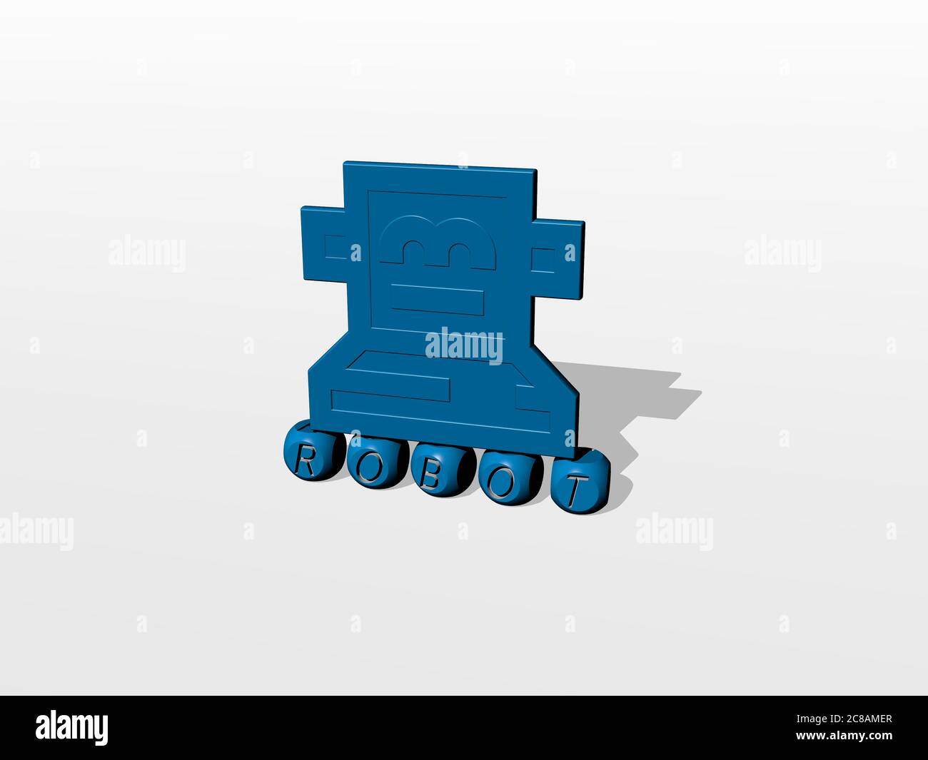 3D graphical image of robot vertically along with text built by ...