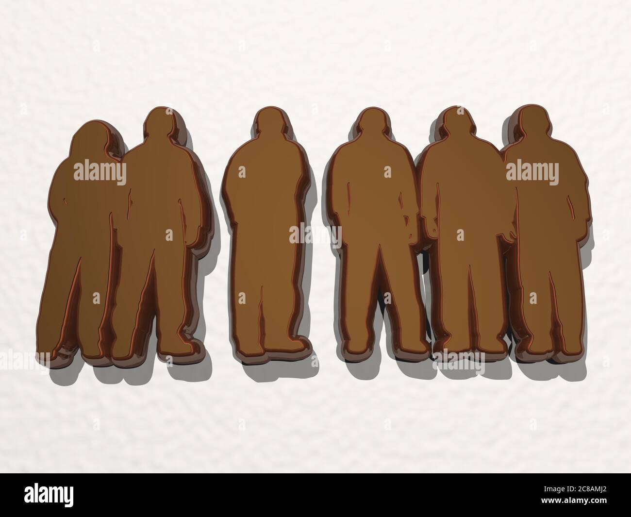 people standing together made by 3D illustration of a shiny metallic ...