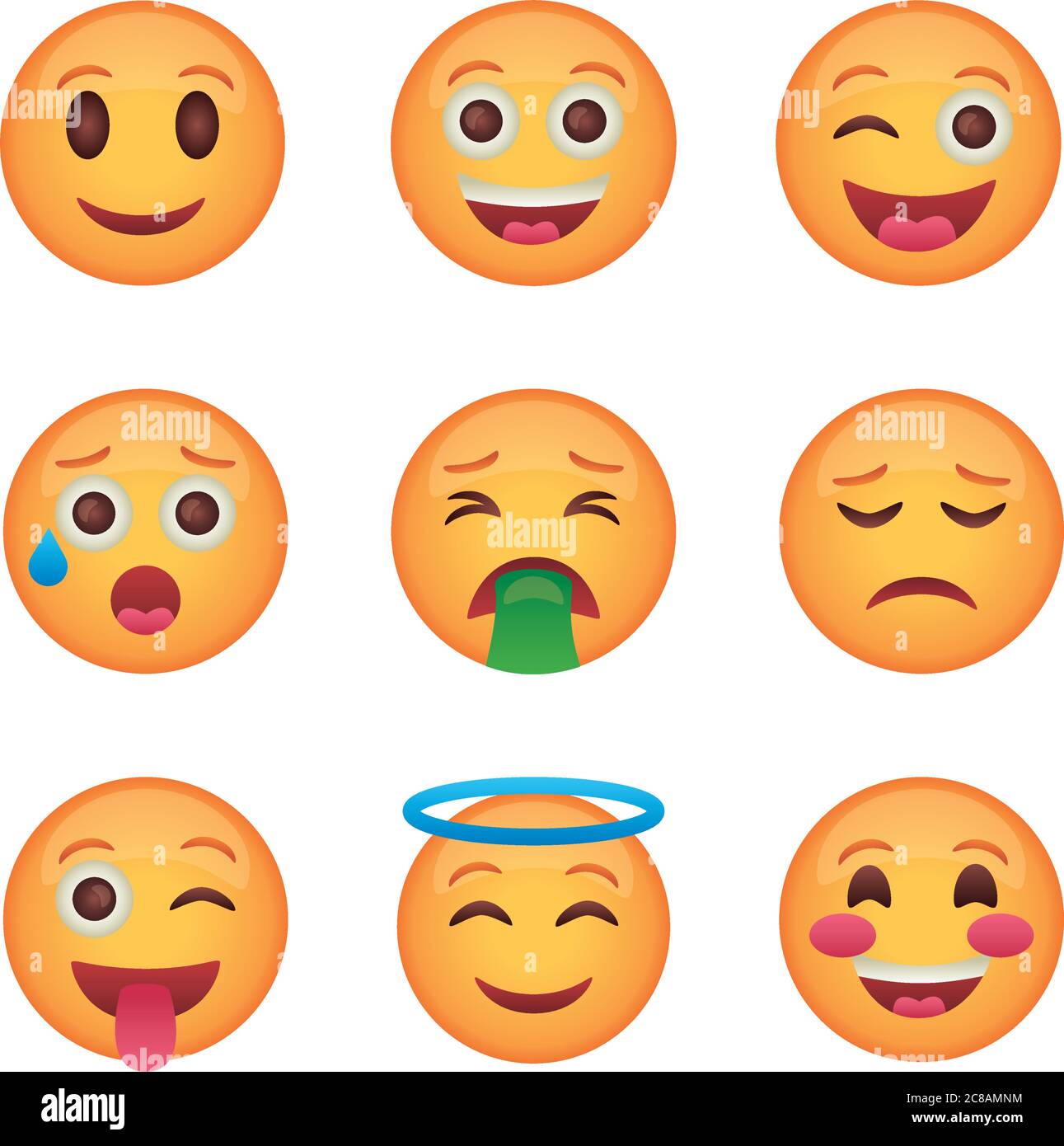 bundle of emojis faces set icons vector illustration design Stock ...