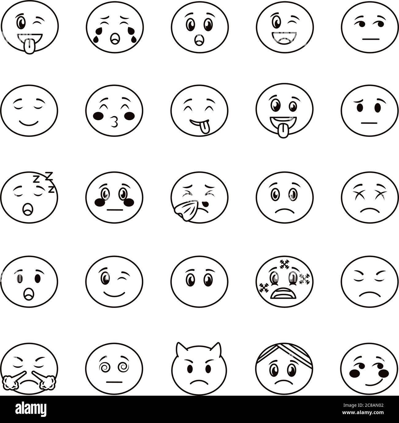 bundle of emojis faces set icons vector illustration design Stock ...