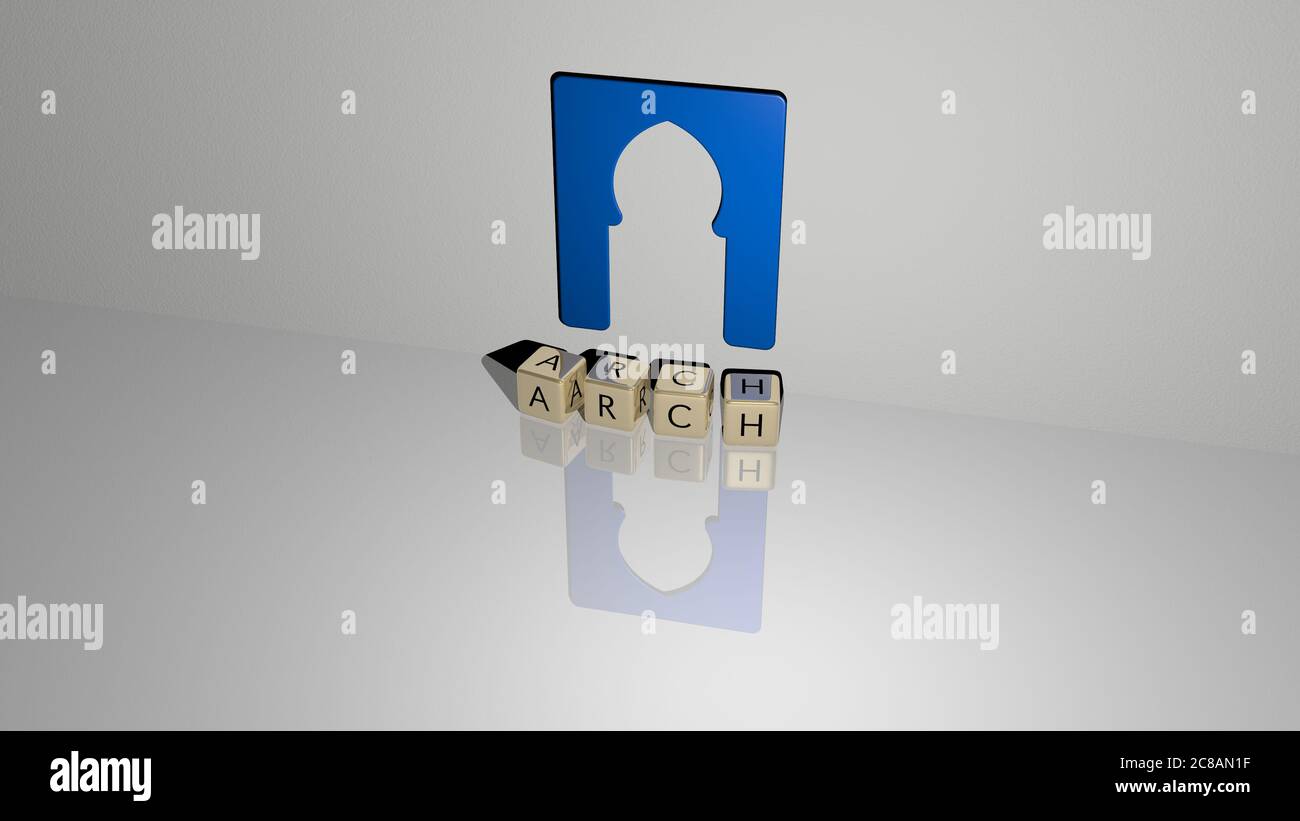 3D representation of ARCH with icon on the wall and text arranged by ...