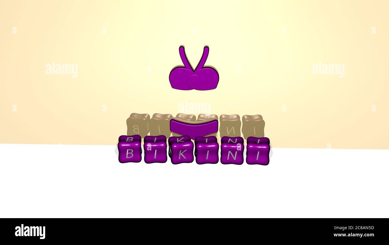 3D illustration of BIKINI graphics and text made by metallic dice ...