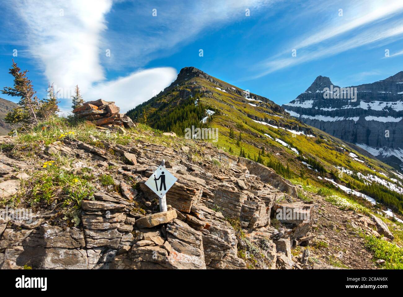 Hiking Sign Trail Marker Mount Allan Centennial Ridge. Scenic Landscape ...