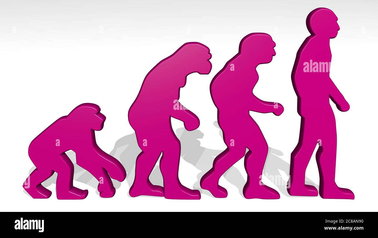 man evolution from a perspective with the shadow. A thick sculpture ...