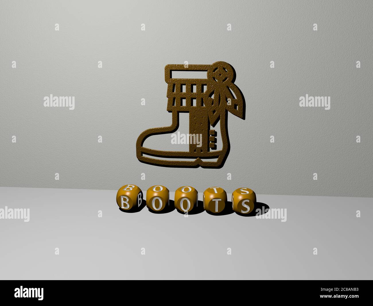 3D representation of BOOTS with icon on the wall and text arranged by ...