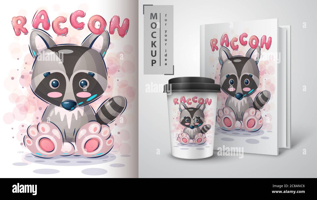 Pretty raccoon poster and merchandising Stock Vector Image & Art - Alamy