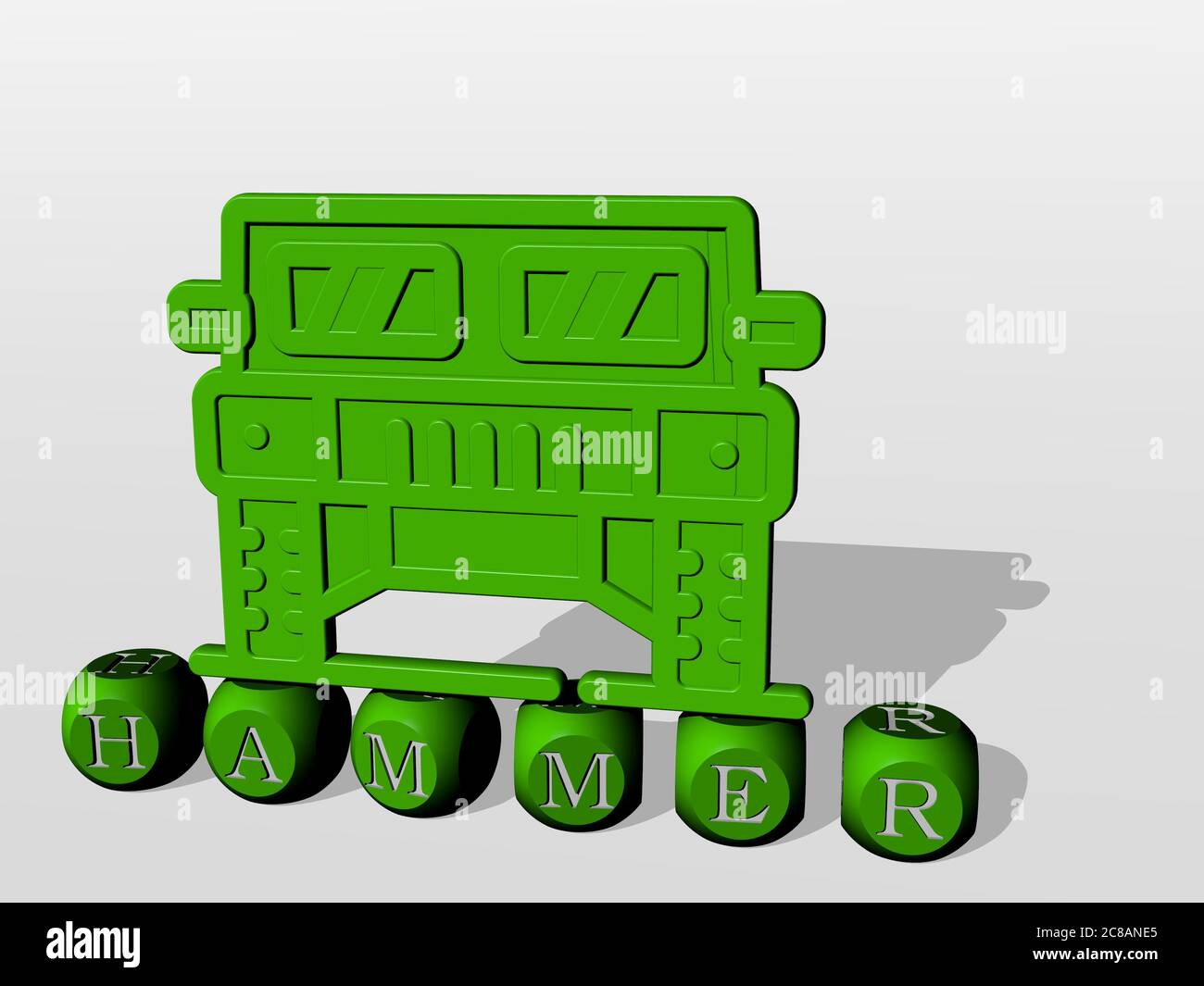 3D representation of HAMMER with icon on the wall and text arranged by ...