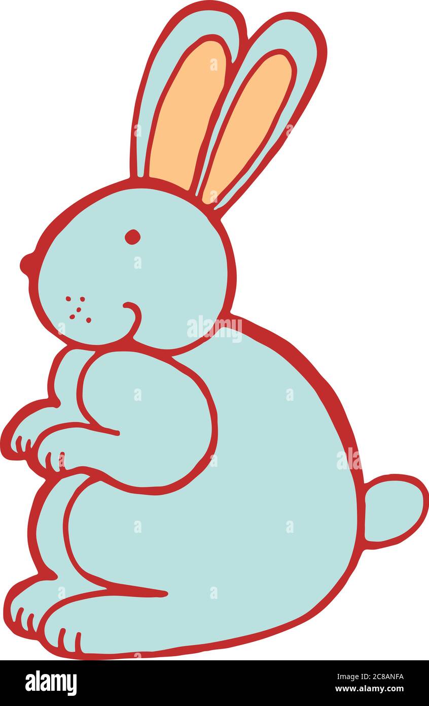 Forest animal rabbit doodle cartoon simple illustration. kids drawing ...