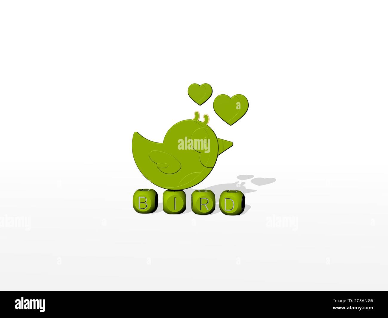 3D representation of bird with icon on the wall and text arranged by ...