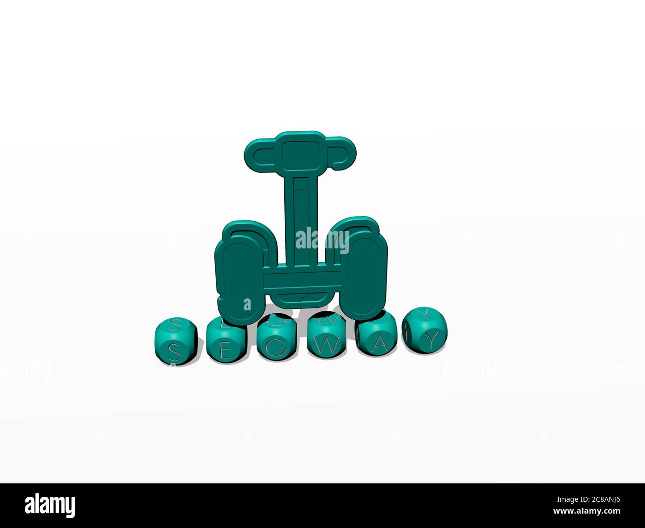 3D representation of segway with icon on the wall and text arranged by ...