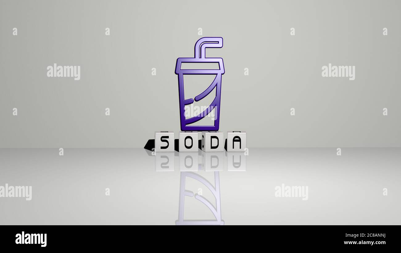 3D graphical image of soda vertically along with text built by metallic ...