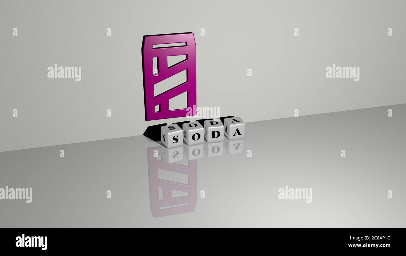 3D representation of soda with icon on the wall and text arranged by ...
