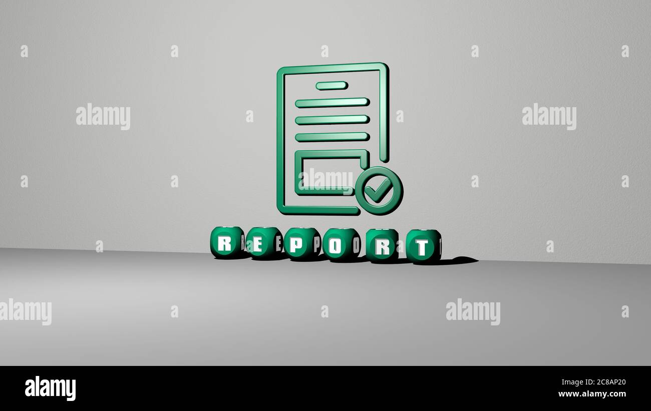 3D graphical image of report vertically along with text built by ...