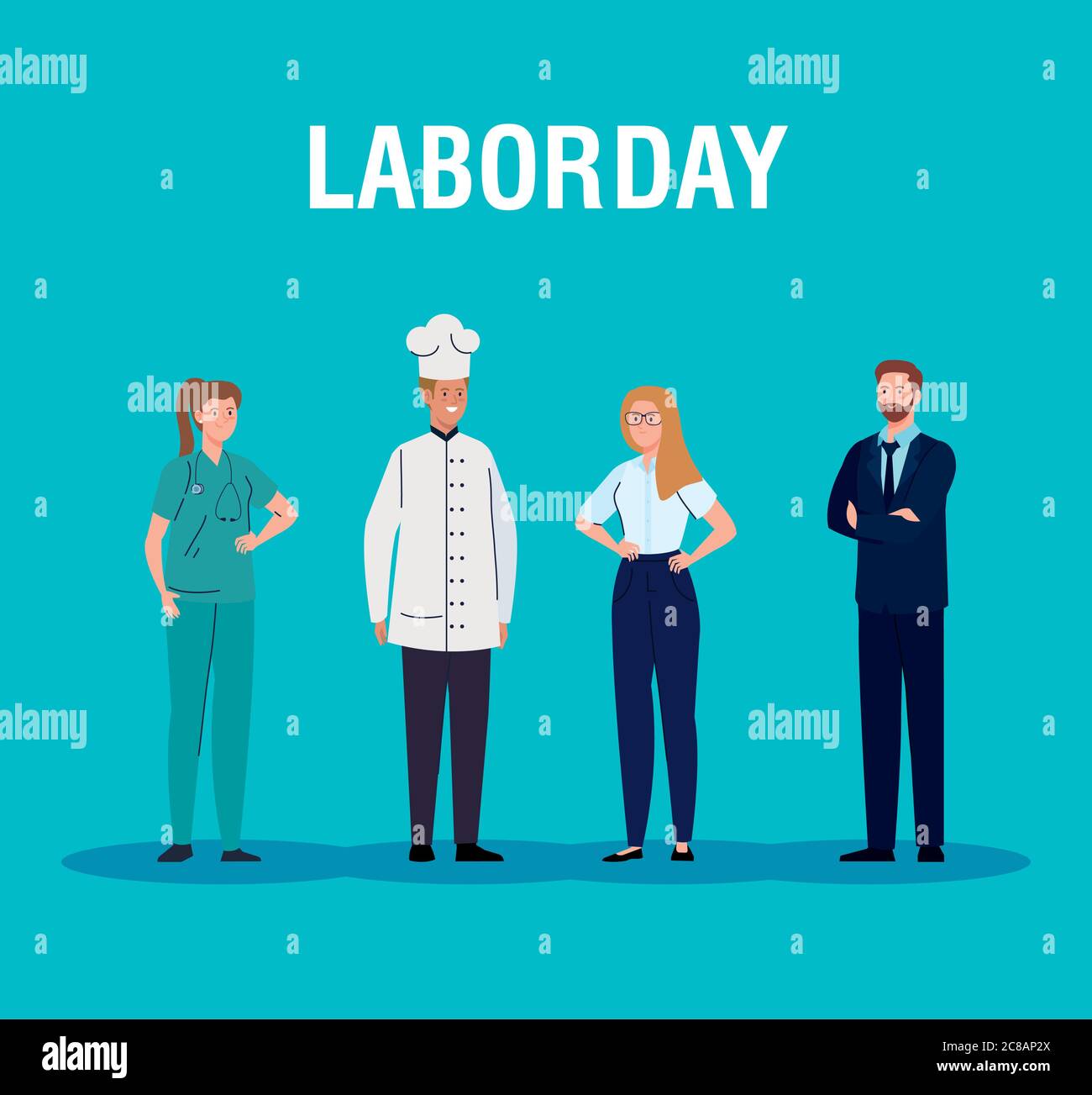 labor day poster, with people of different professions Stock Vector ...