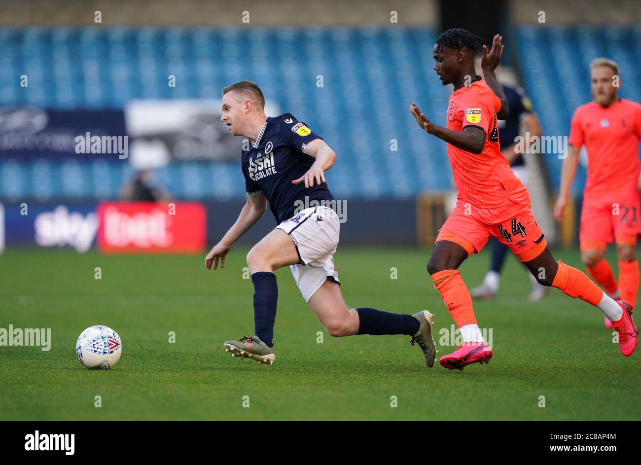 London, UK. 22nd July, 2020. Shane Ferguson of Millwall moves from ...