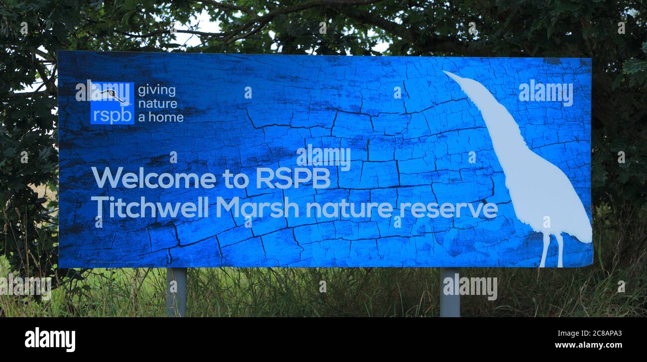 Titchwell Marsh, RSPB, welcome sign, nature reserve, reserves, Norfolk ...