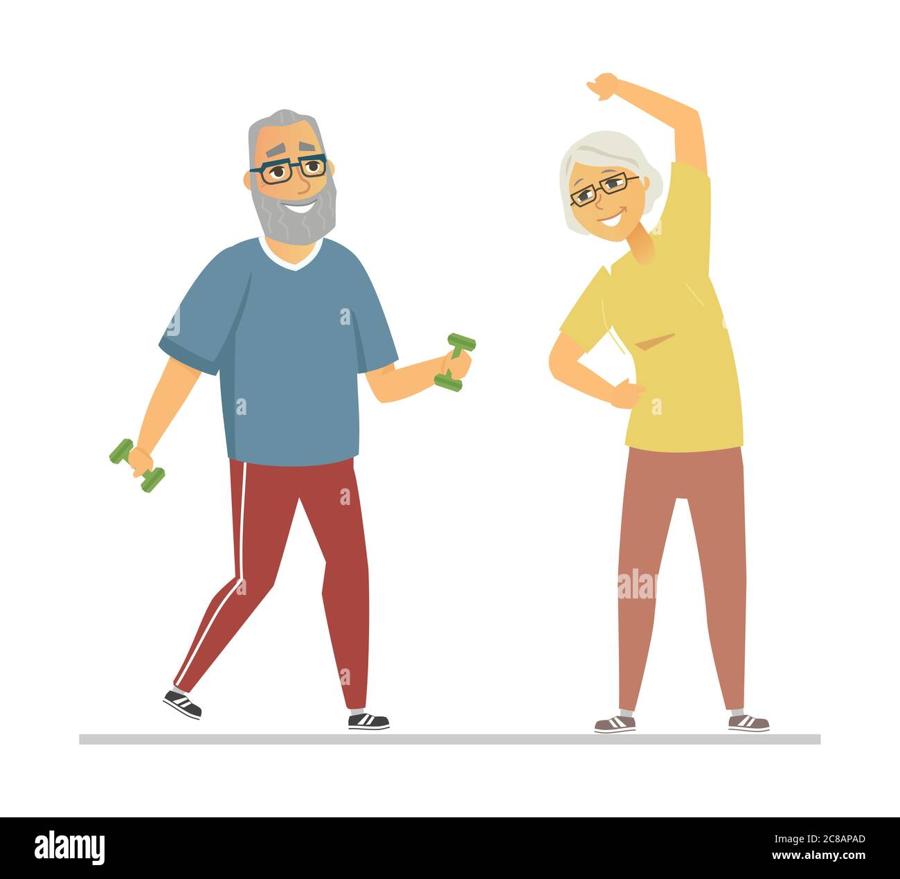 Senior people exercising - flat design style illustration Stock Vector ...