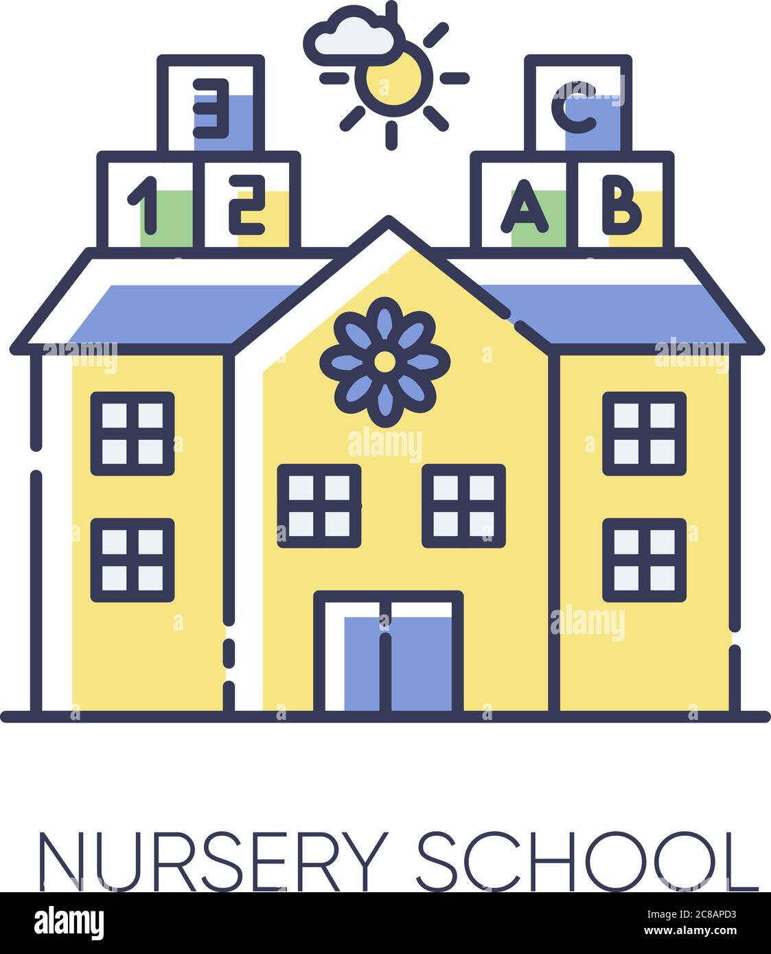 Nursery school RGB color icon. Pre primary, elementary education ...