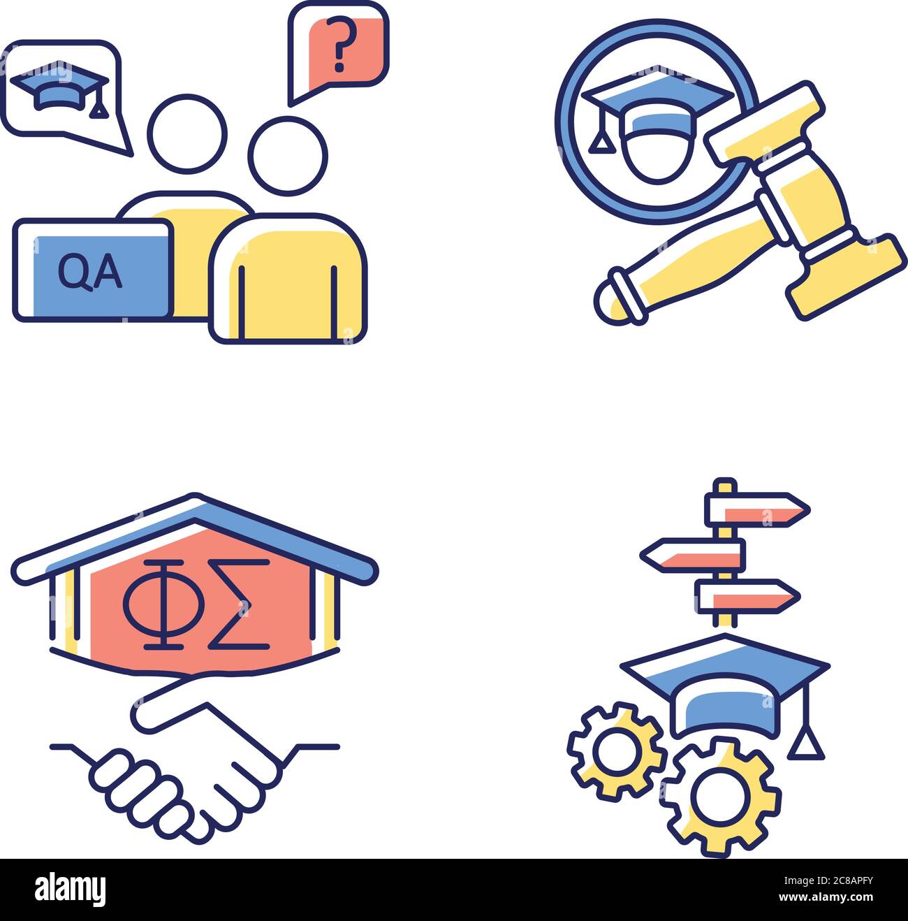 College life RGB color icons set. Academic advisor. University student ...