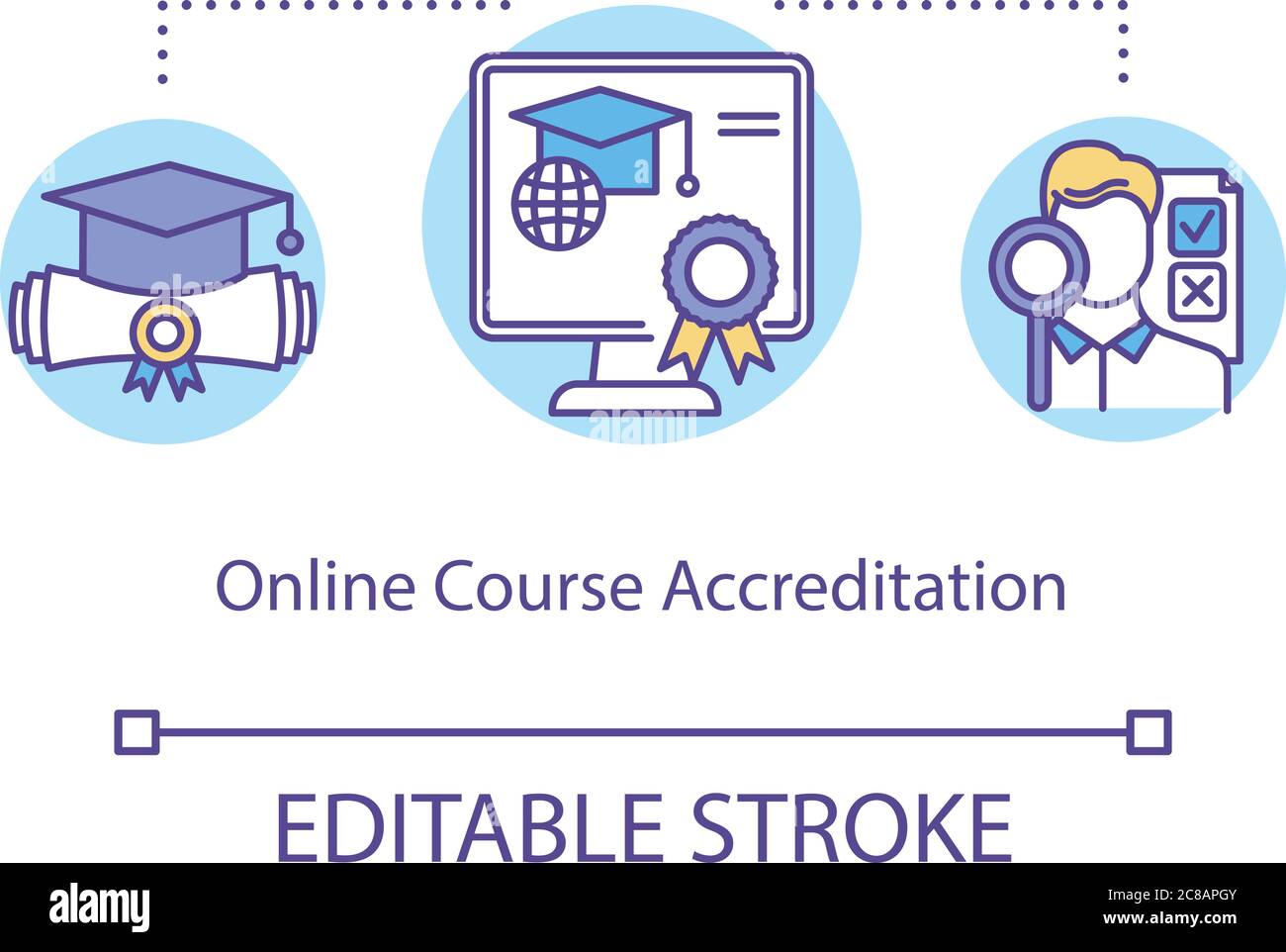 Online course accreditation concept icon. Online training. Blended ...