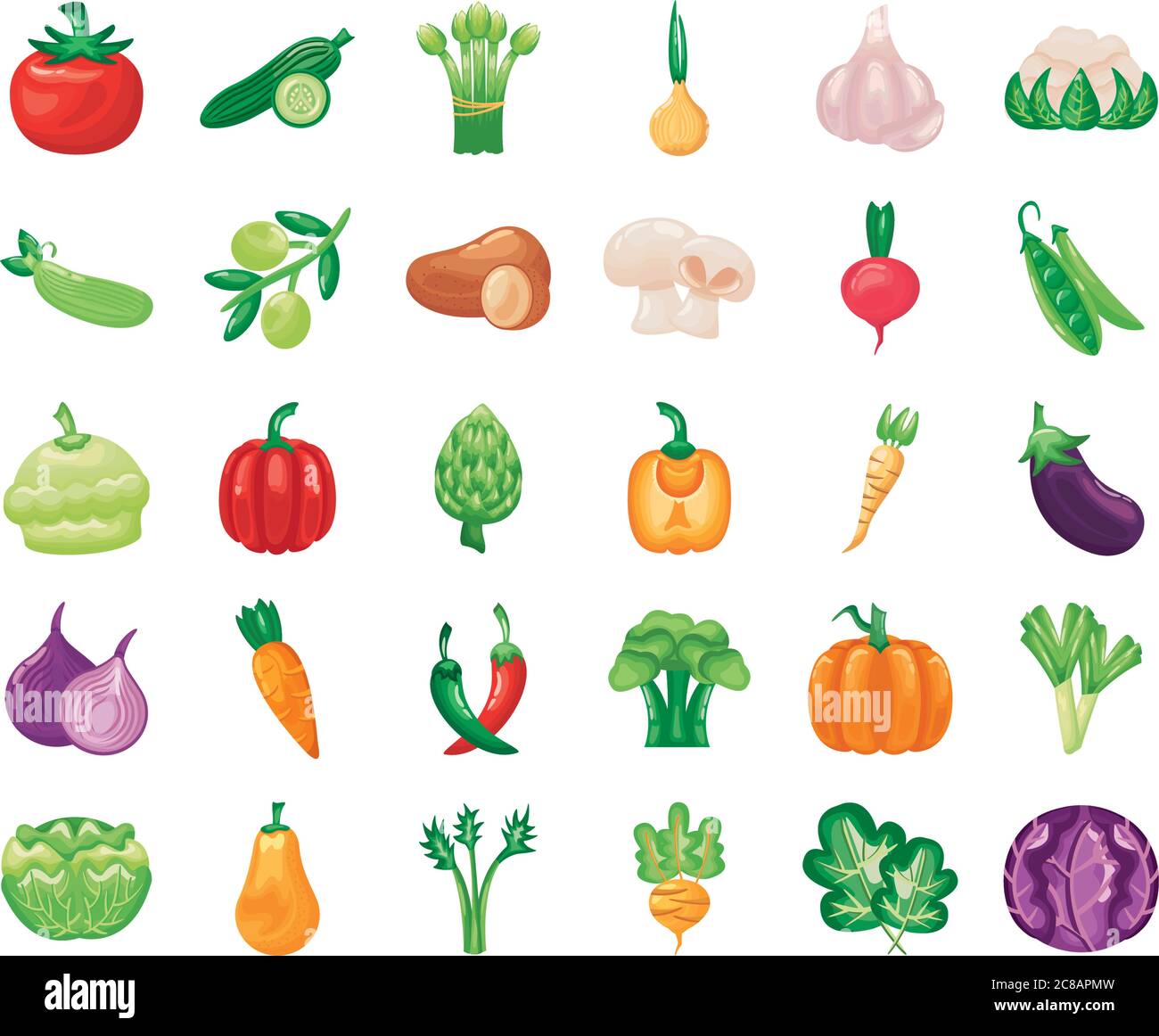 bundle of vegetables set icons vector illustration design Stock Vector ...