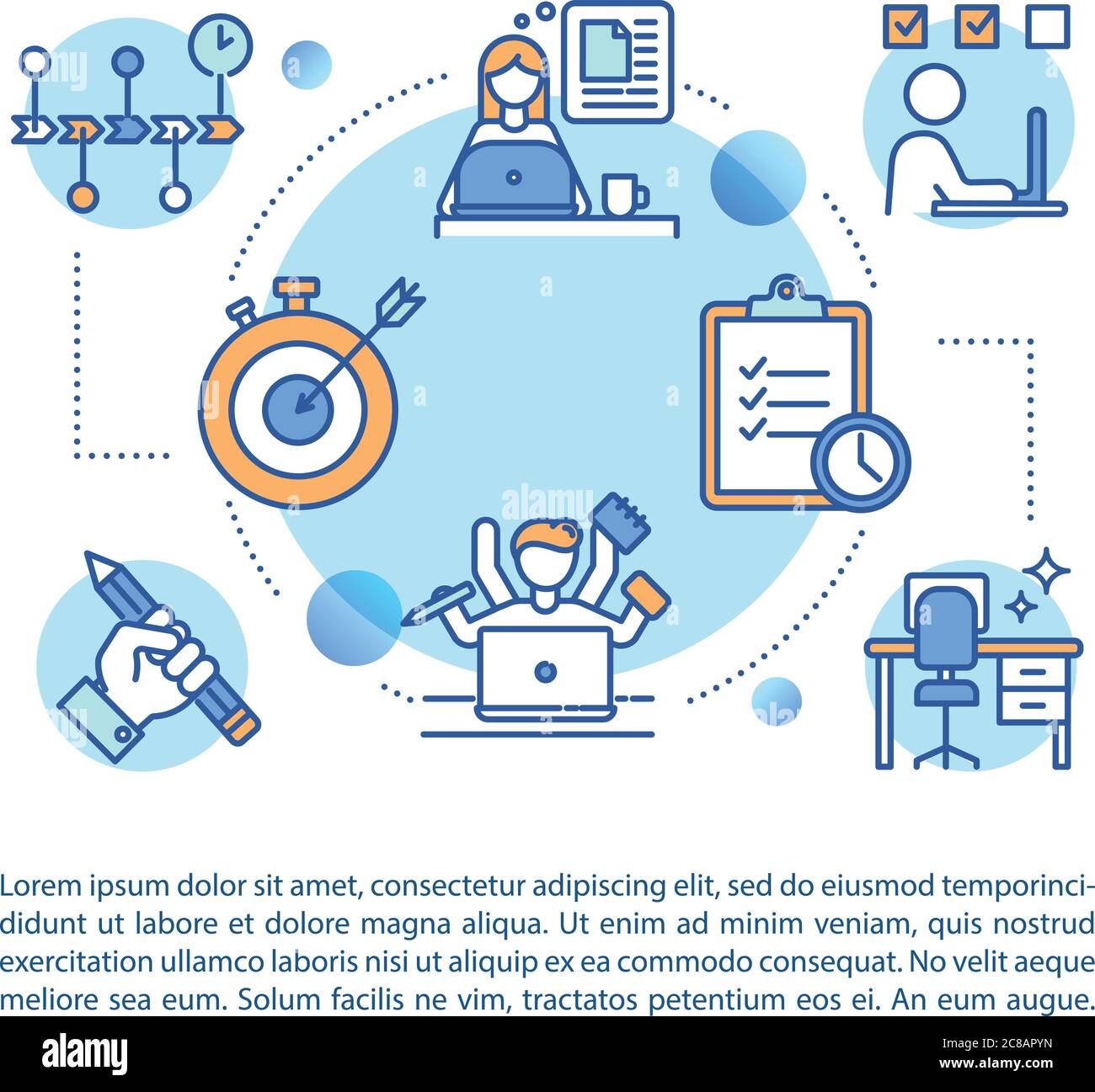 Self study concept icon with text. Multitasking. Autodidactism. Remote ...