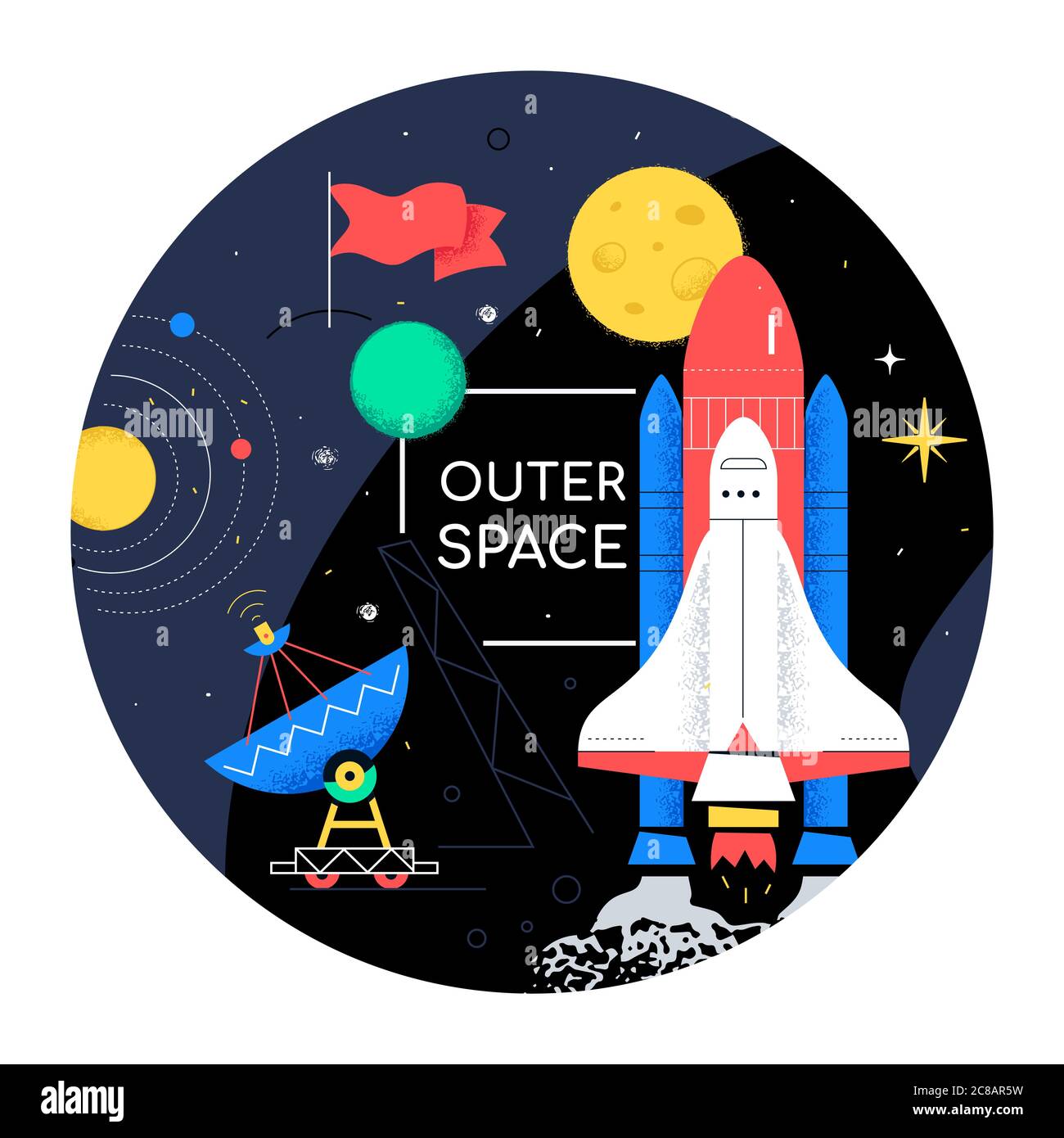 Outer space - colorful flat design style web banner Stock Vector Image ...