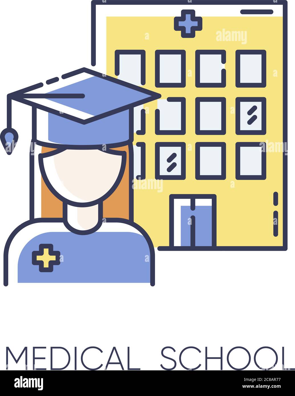 Medical school RGB color icon. Vocational education, professional ...