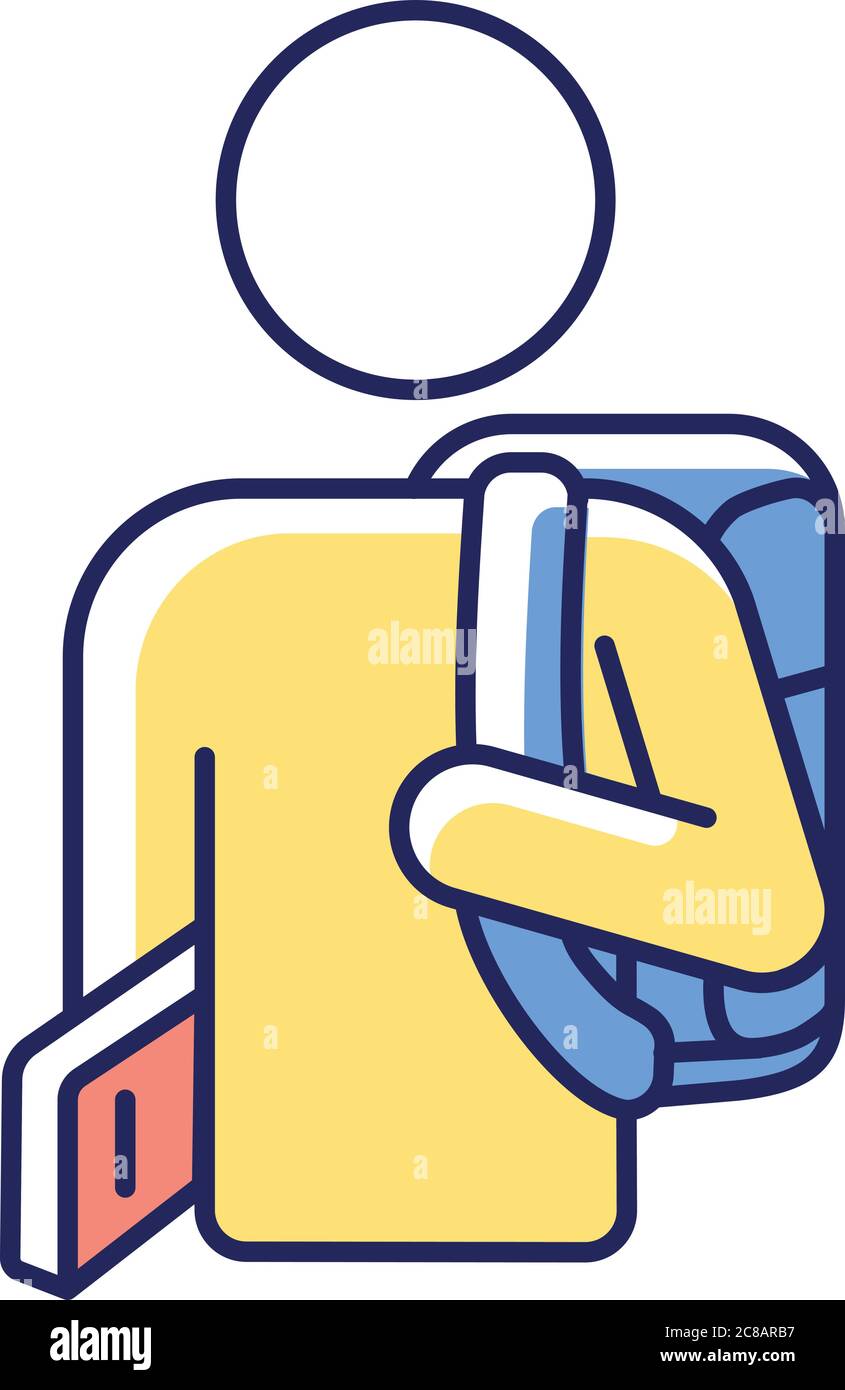 Freshman RGB color icon. Ninth grade student. High school pupil with ...