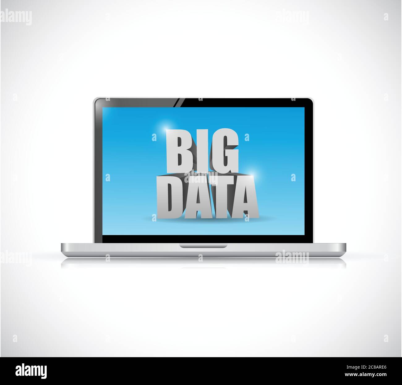 Laptop and big data message illustration design over a white background ...