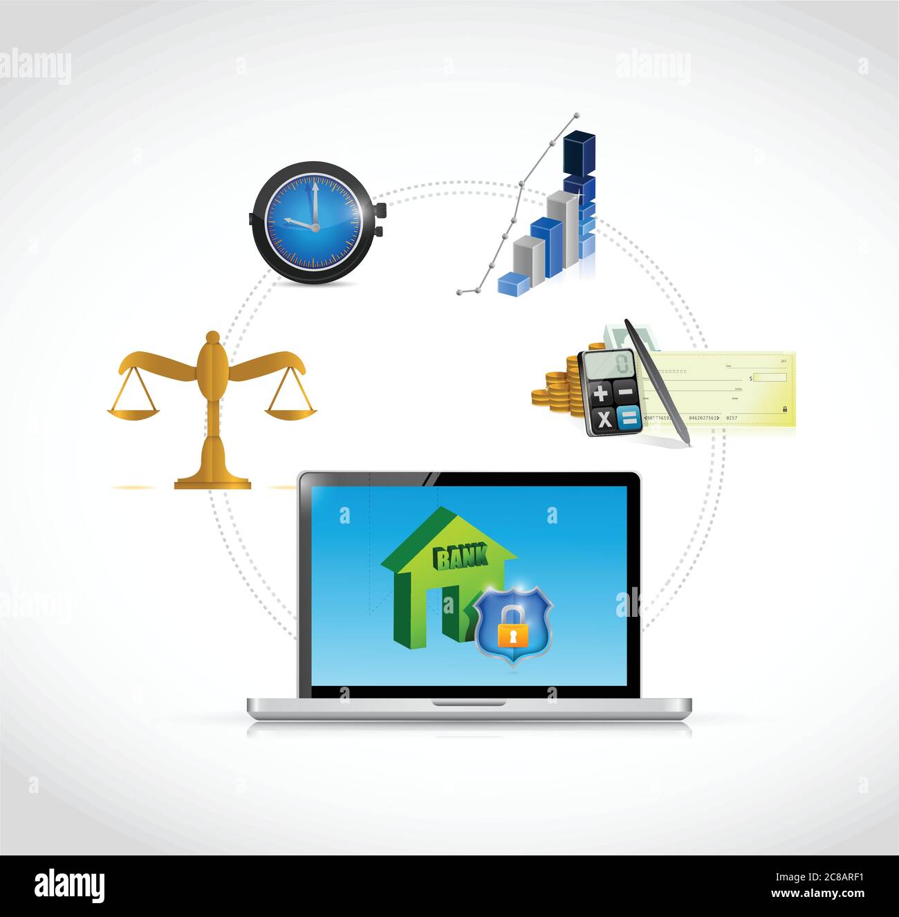 Online banking cycle diagram illustration design over a white ...