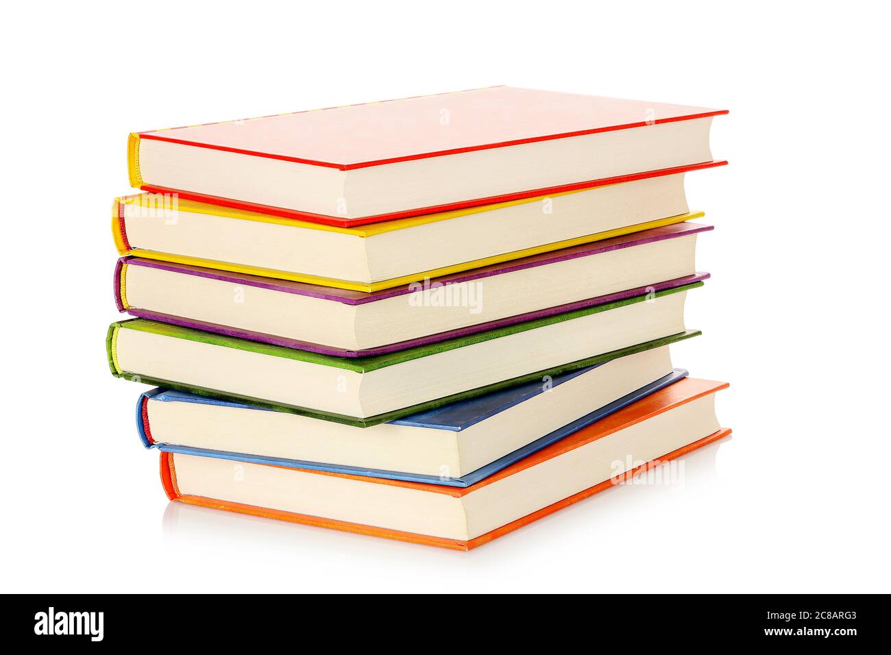 stack of books with colorful covers isolated on white Stock Photo - Alamy