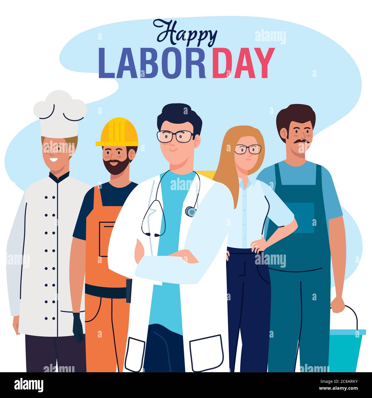 labor day poster with people group different occupation Stock Vector ...