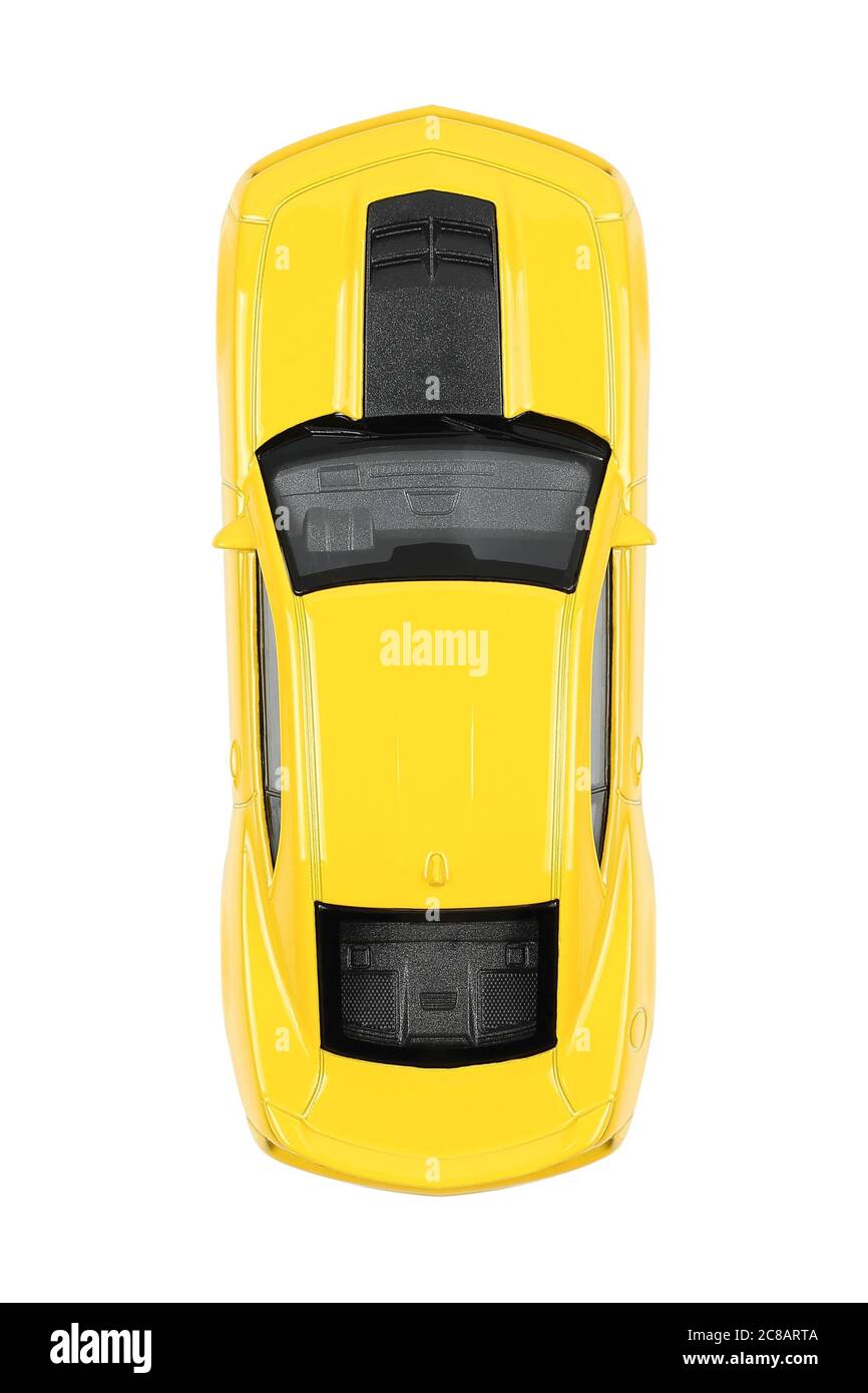 top view of yellow sport car isolated on white Stock Photo - Alamy