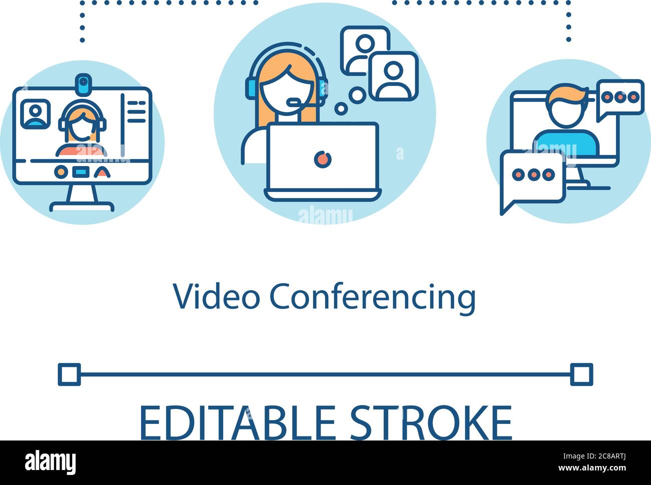 Video conferencing concept icon. Webinars. Online lectures. Screen ...