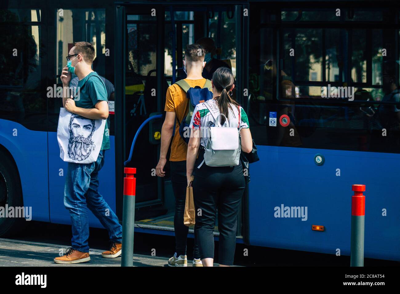 Budapest Hungary july 22, 2020 View of a traditional Hungarian city bus ...