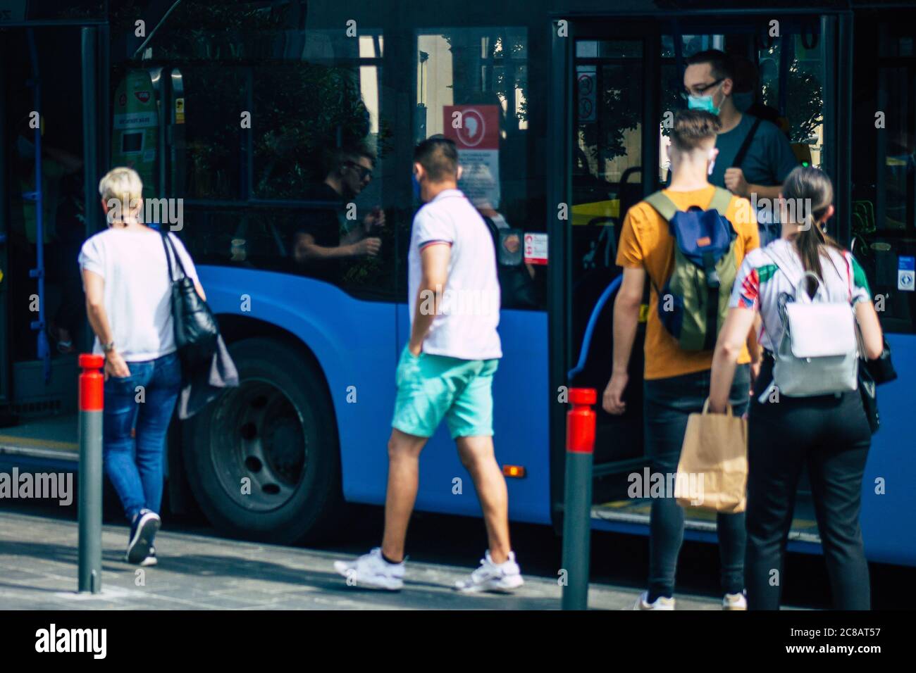 Budapest Hungary july 22, 2020 View of a traditional Hungarian city bus ...