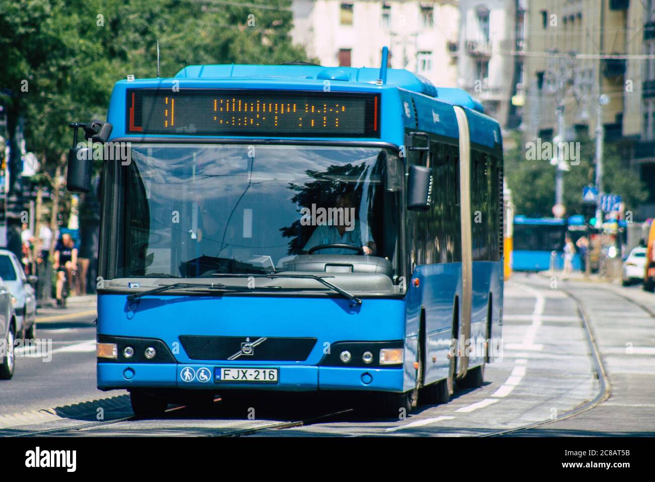 Budapest Hungary july 22, 2020 View of a traditional Hungarian city bus ...