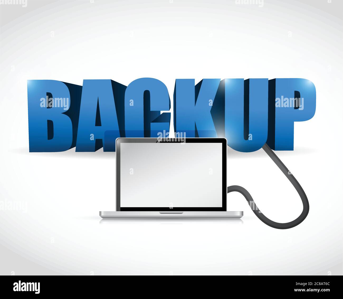 Backup sign connected to a laptop. illustration design over white Stock ...