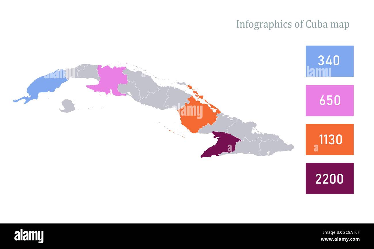 Infographics of Cuba map, individual states vector Stock Vector Image ...