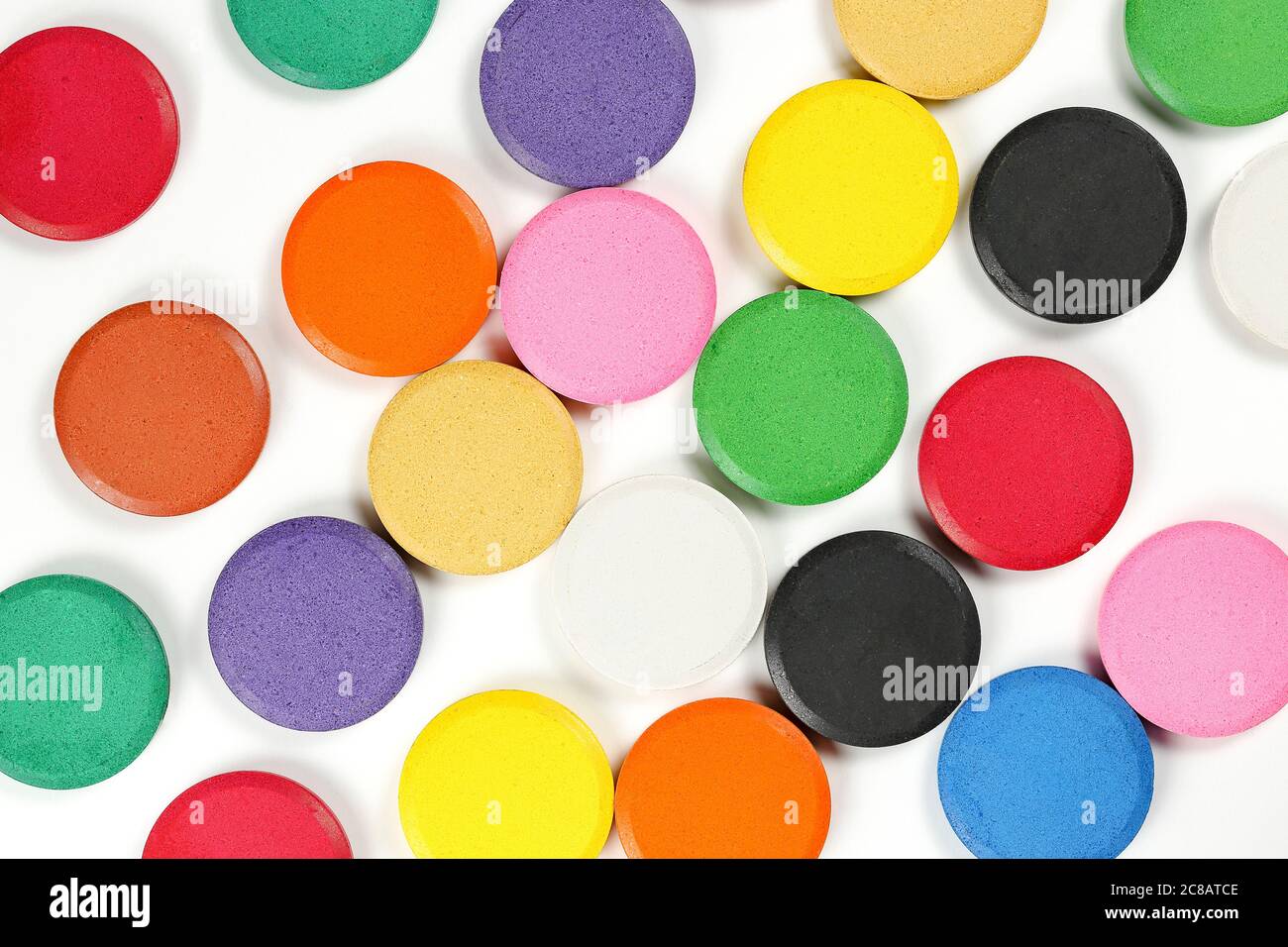 watercolor tablets on white randomly arranged for backgrounds Stock ...