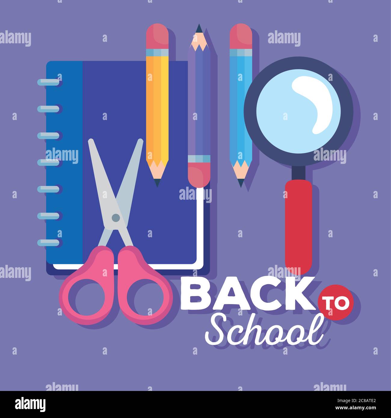 back to school banner with magnifying glass and supplies education ...