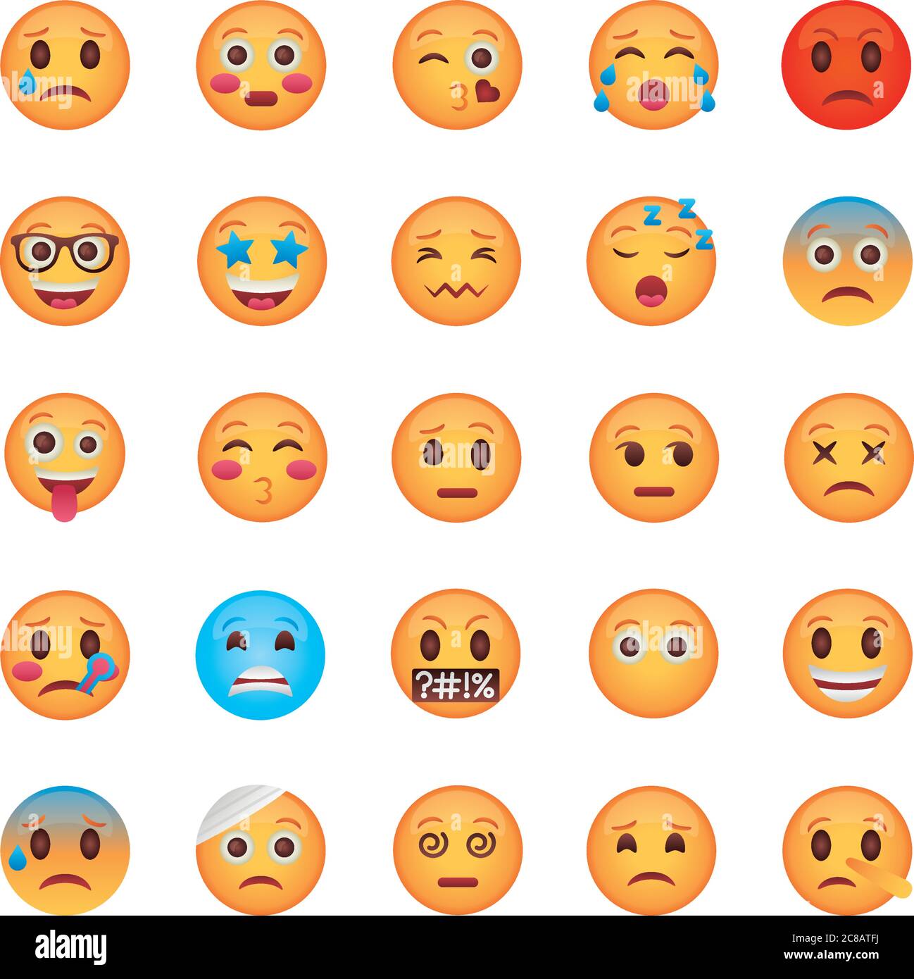 bundle of emojis faces set icons vector illustration design Stock ...