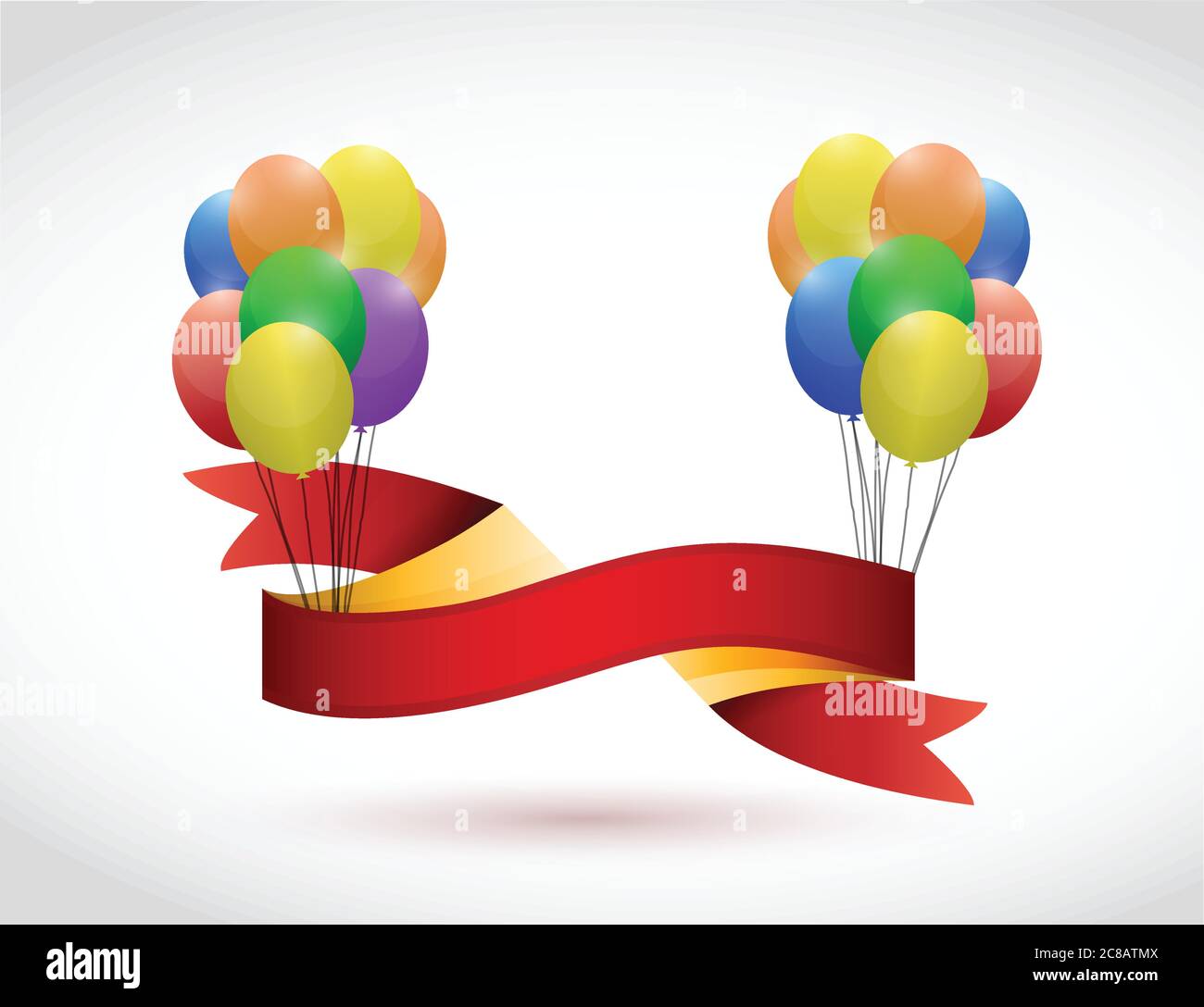 Black ribbon and balloons illustration design over a white background ...