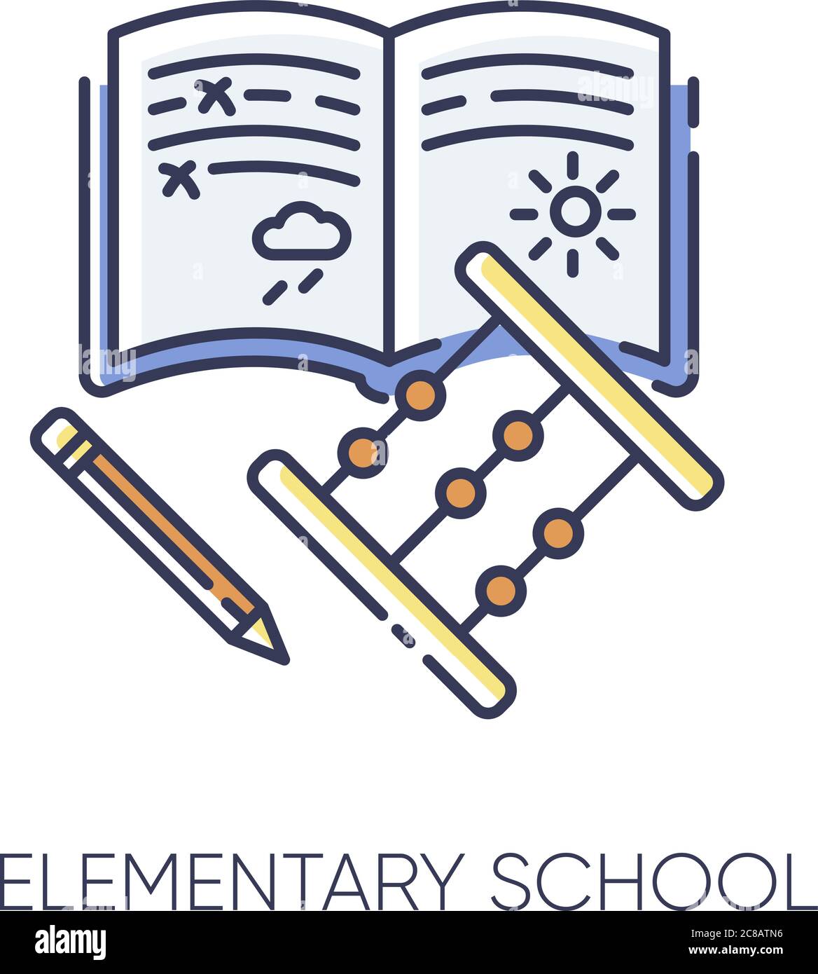 Elementary school RGB color icon. Primary education, basic knowledge ...