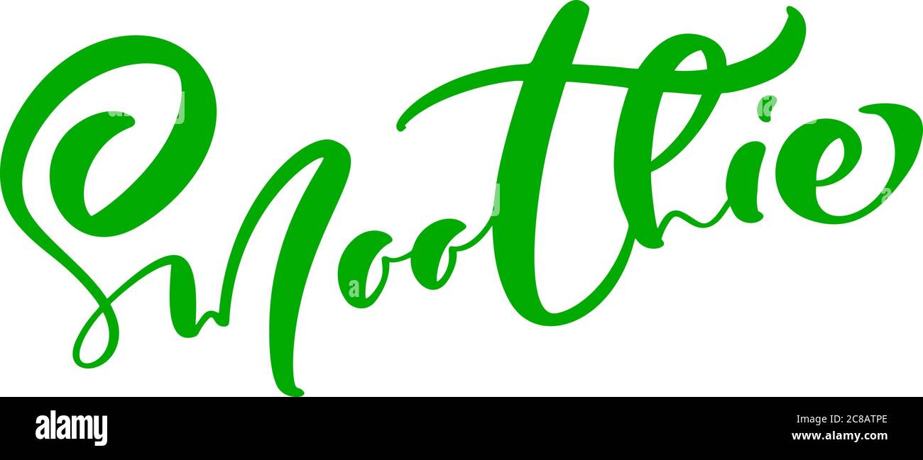 Vector hand drawn lettering calligraphic text Smoothie logo. Cute word ...
