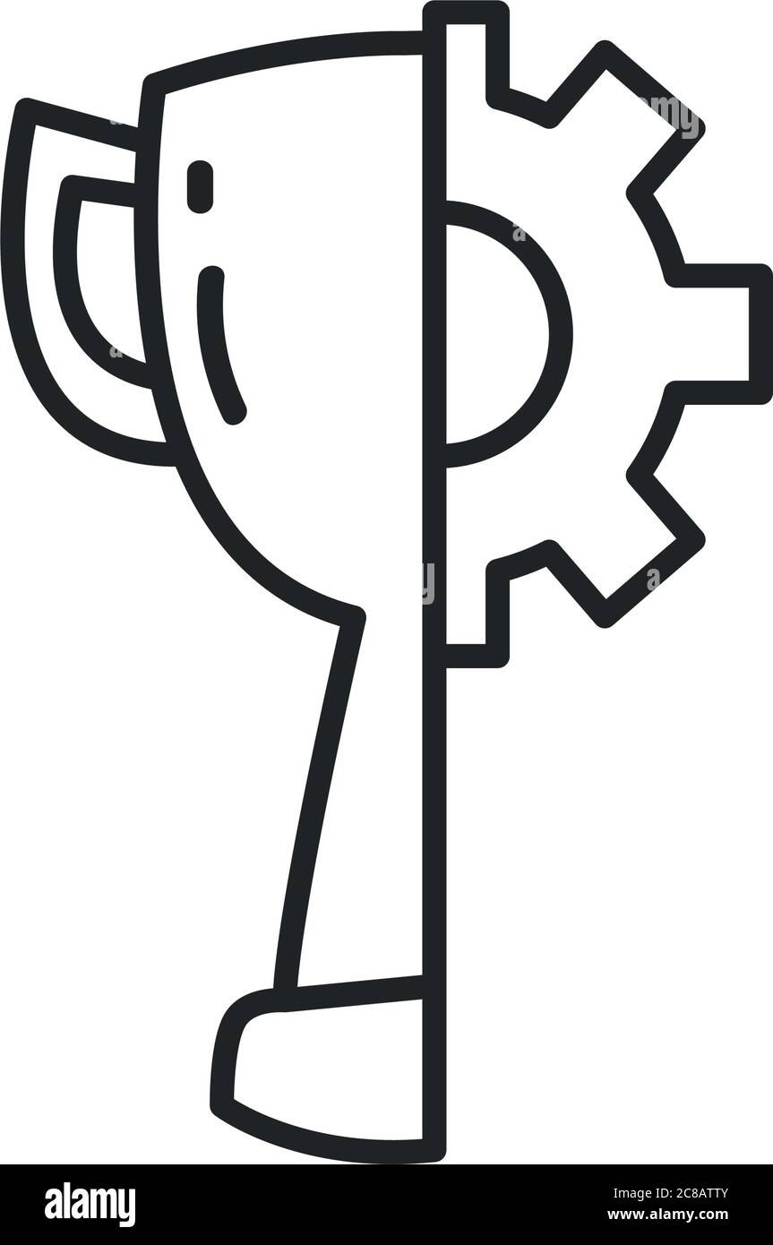Trophy with gear line style icon design, Winner first position and ...